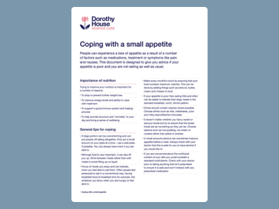 Coping with a small appetite - Dorothy House