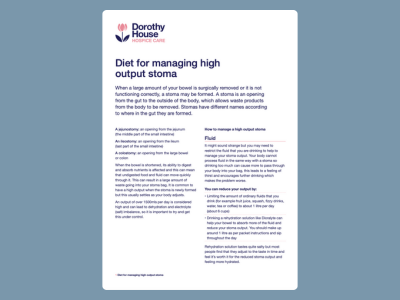Managing a high output stoma - Dorothy House