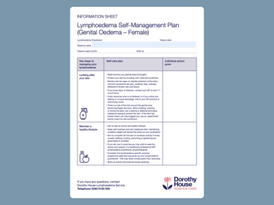 Female Genital Oedema Self Management Plan - Dorothy House