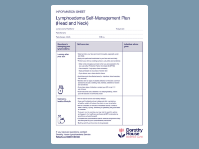 Head and Neck Lymphoedema Self Management Plan - Dorothy House
