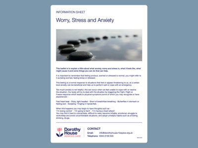 Worry and stress - Dorothy House
